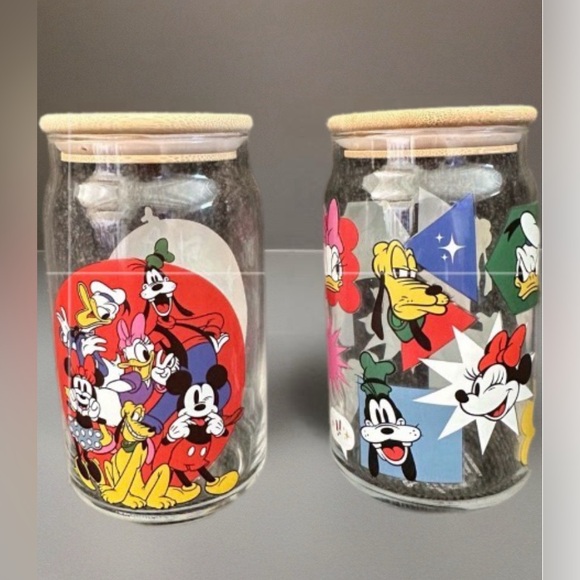 Disney | Dining | Disney Character Glass Jars With Wooden Lidsnew ...